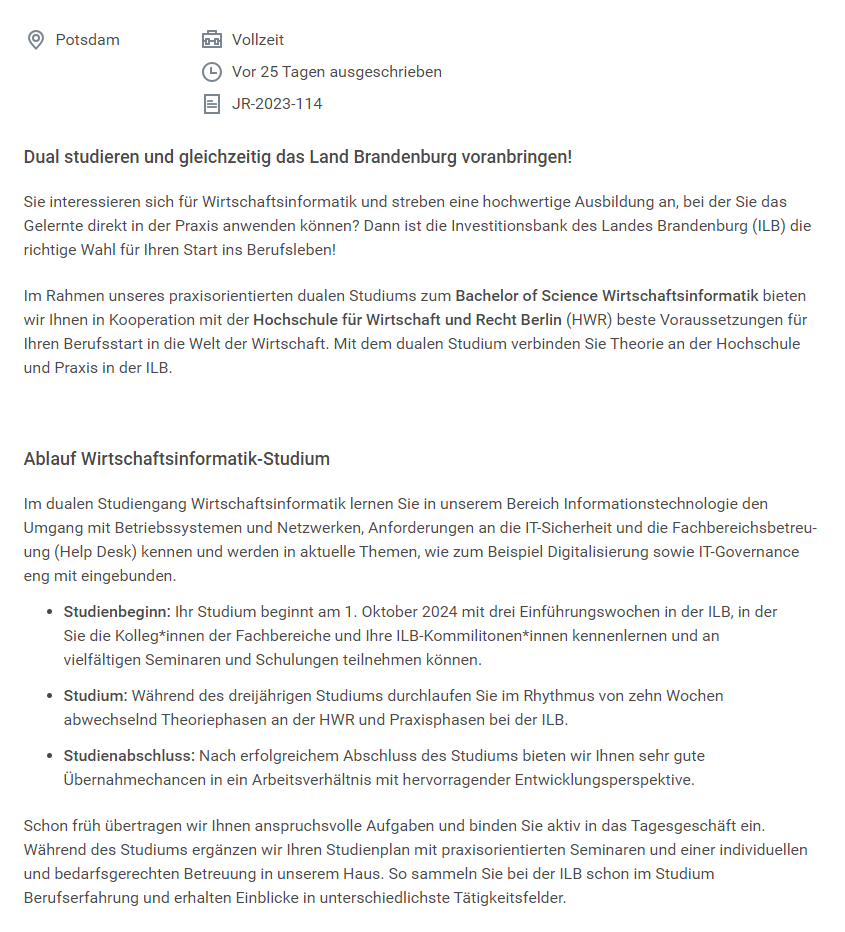 Dualer Studienplatz bei Investitionsbank des Landes Brandenburg (ILB ...